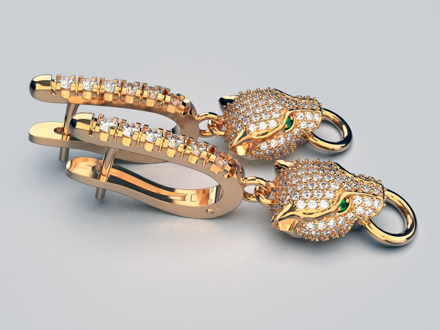 3D Panther Diamond Earrings E1 3D Print Model - TurboSquid 2194329