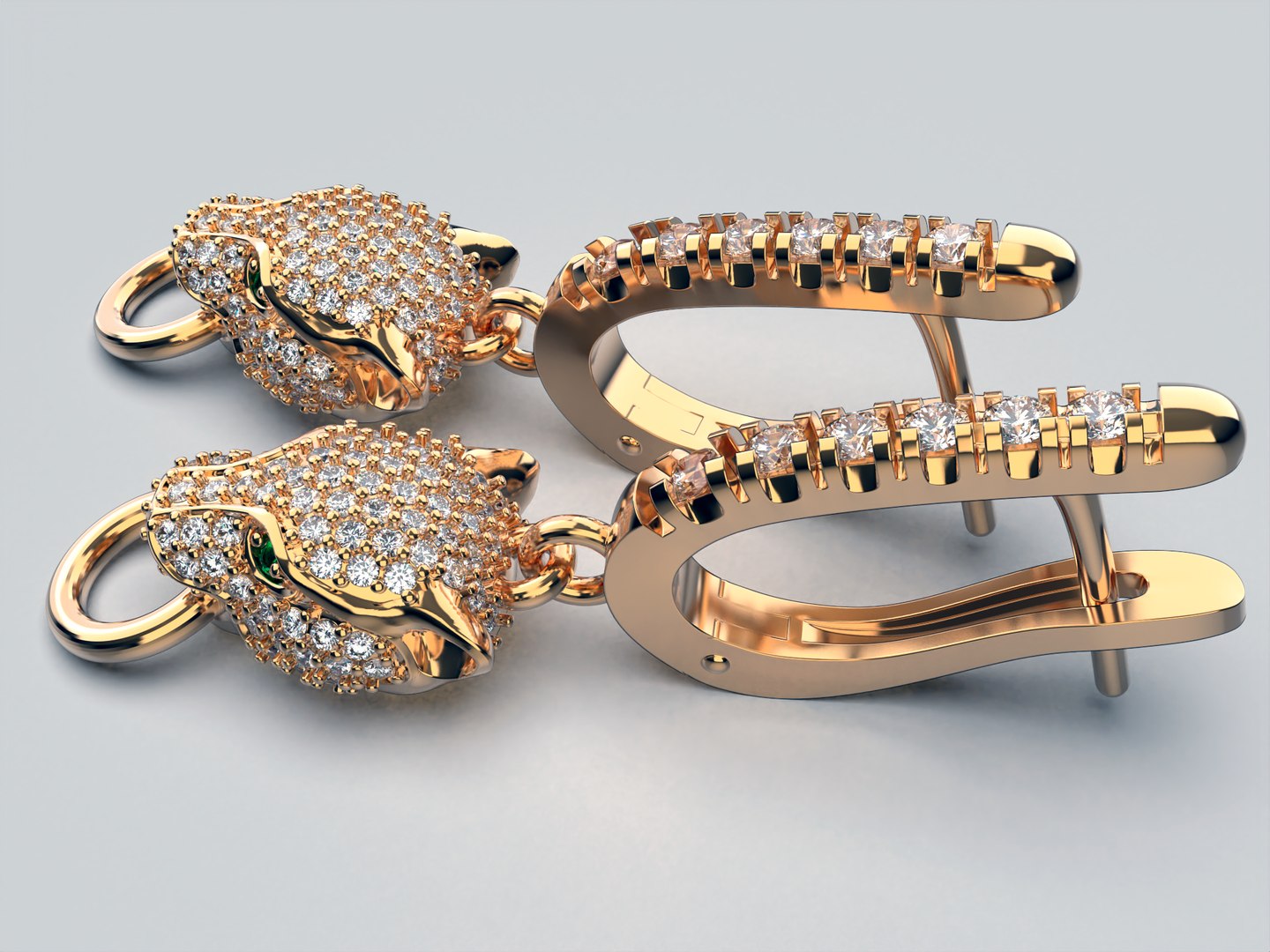 3D Panther Diamond Earrings E1 3D Print Model - TurboSquid 2194329