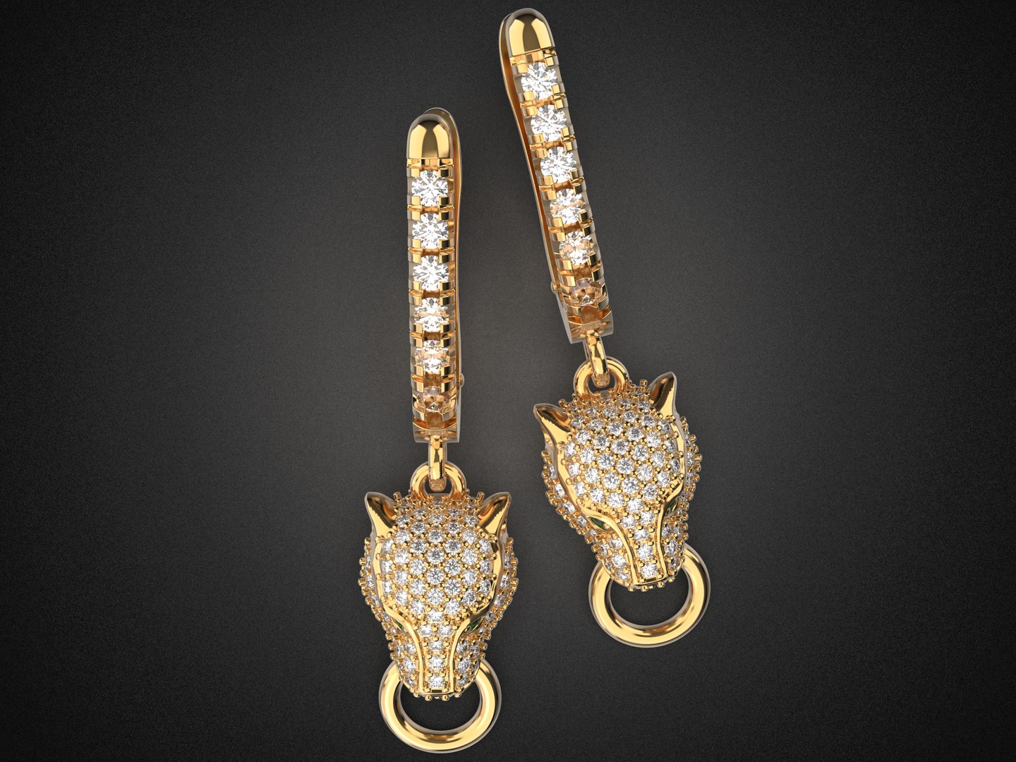 3D Panther Diamond Earrings E1 3D Print Model - TurboSquid 2194329