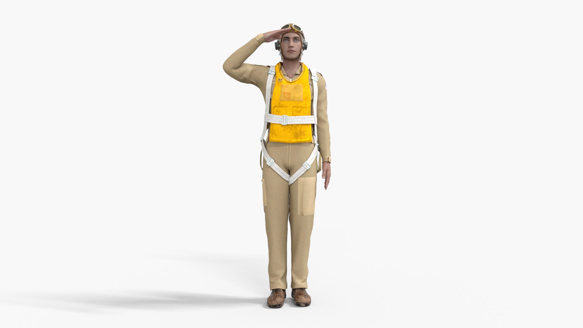 3D Model Pilot Of WW2 Uniform Rigged Animated Low-poly 3D Model ...