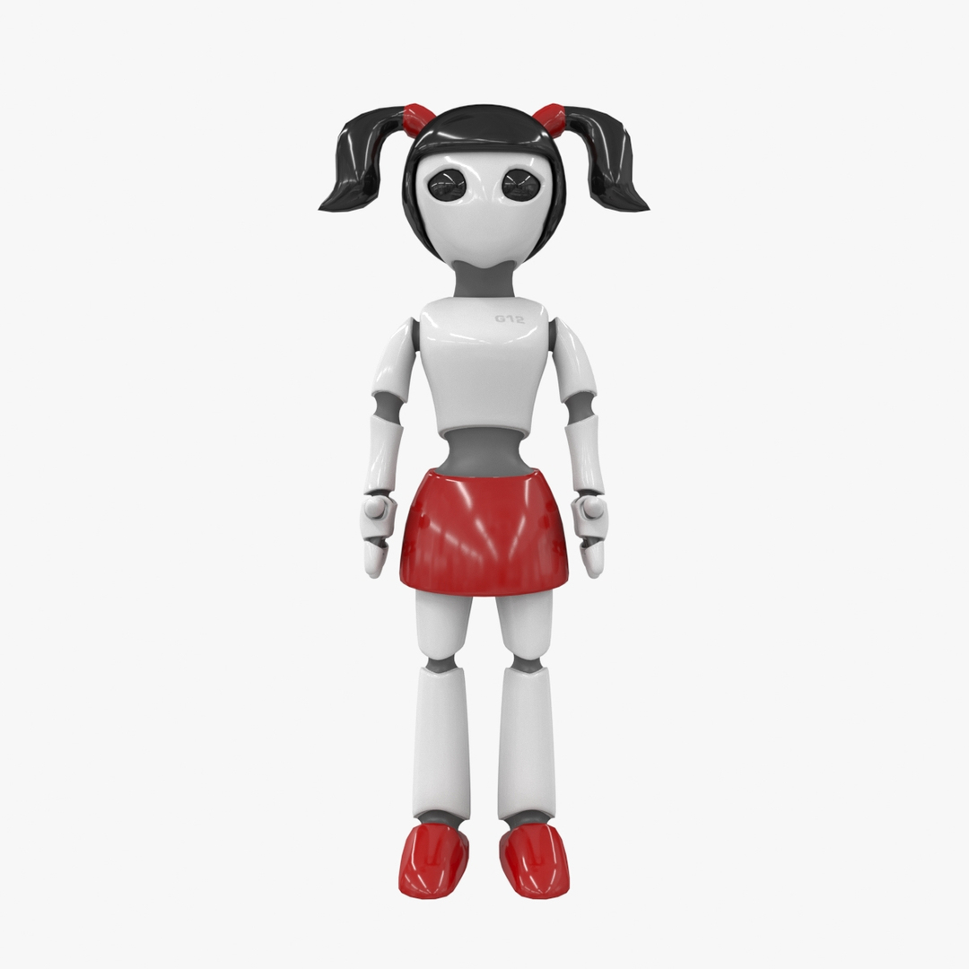 low-poly robot girl 3d max