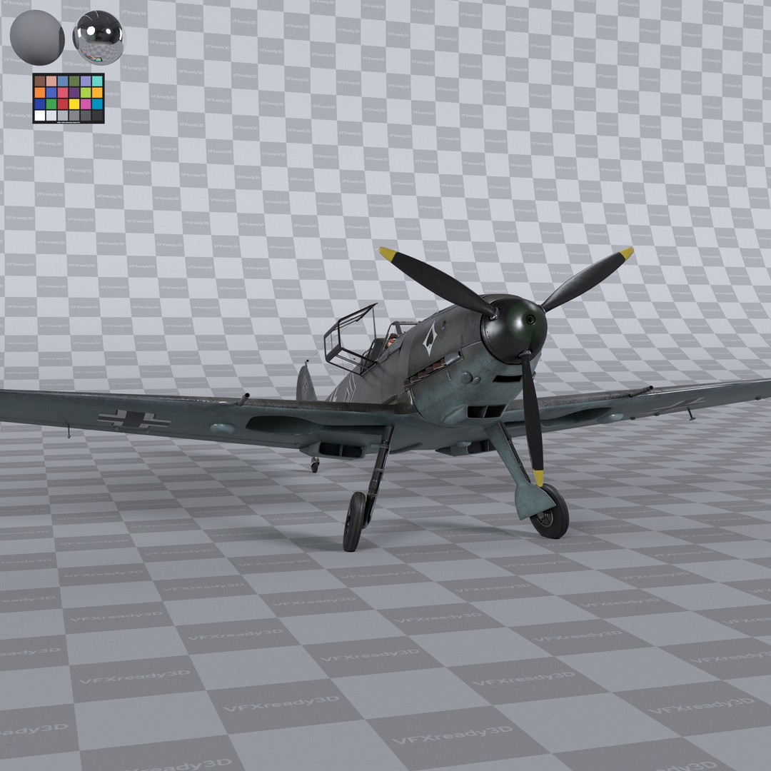 3D Model Messerschmitt BF109 German Fighter Airplane Grey Version 2 ...