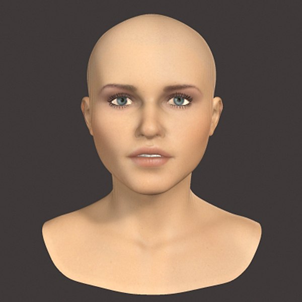 polygonal female head 3d model