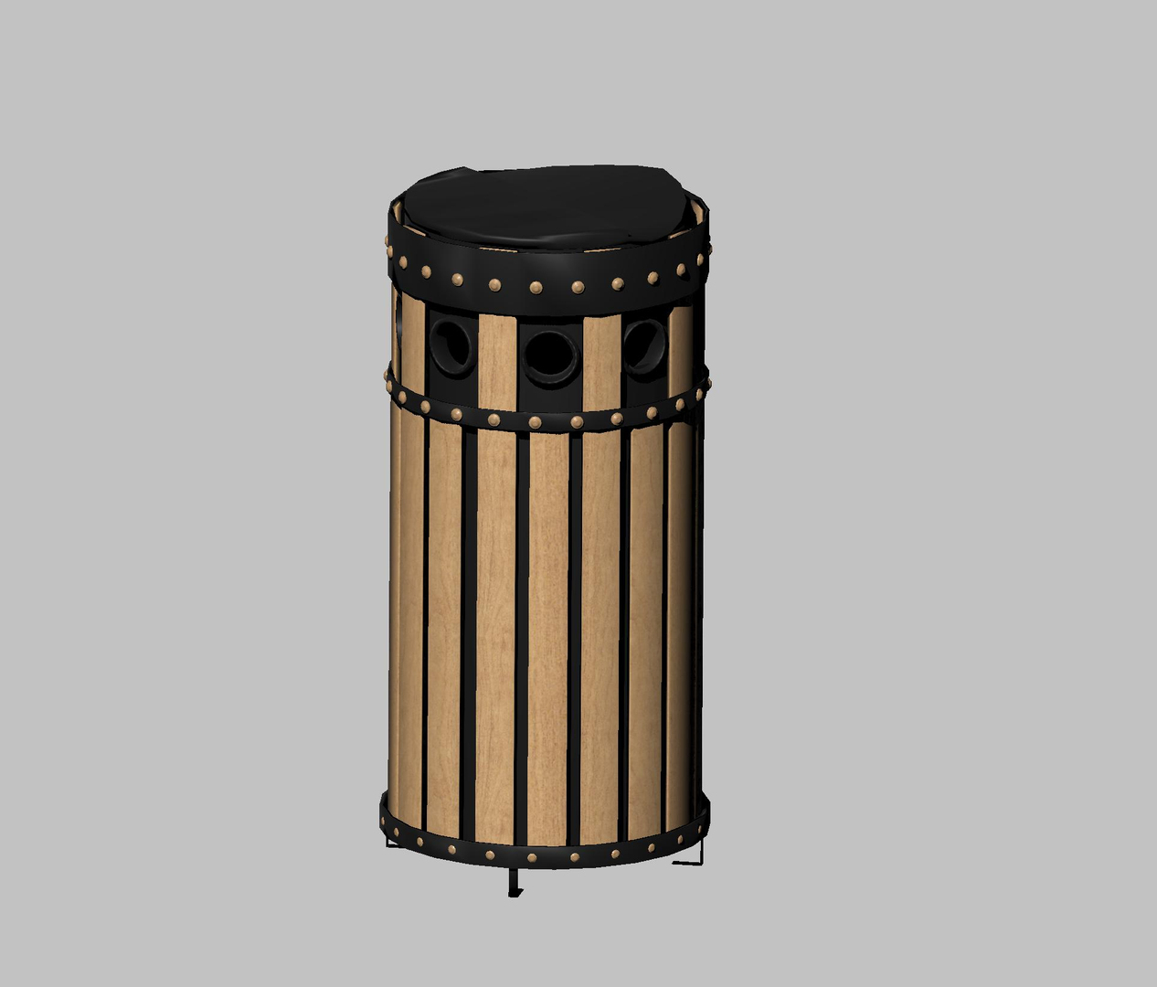 3D Wooden Circular Cage Type Trash Can With Metal Feet - TurboSquid 2130519