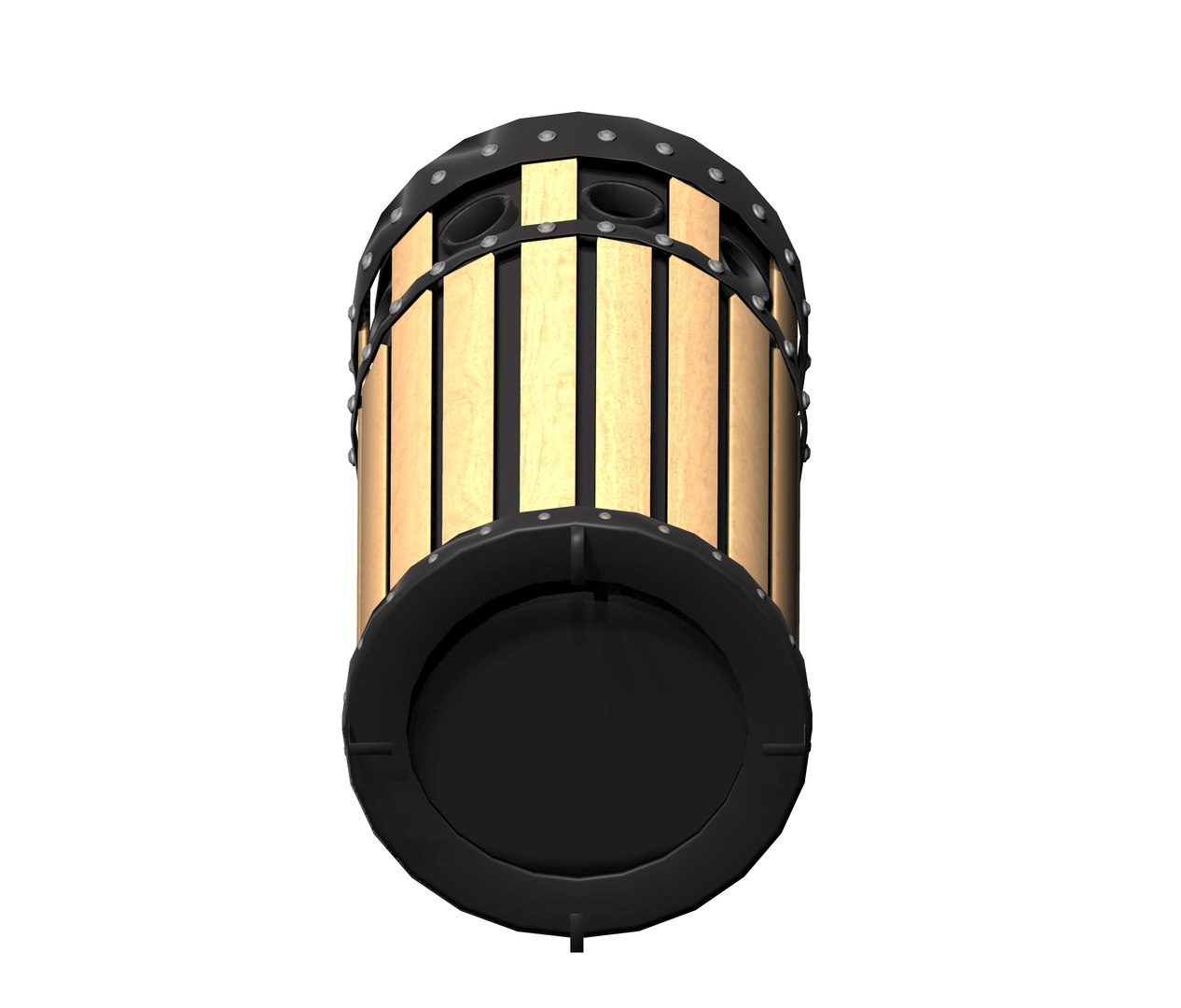 3D Wooden circular cage type trash can with metal feet - TurboSquid 2130519