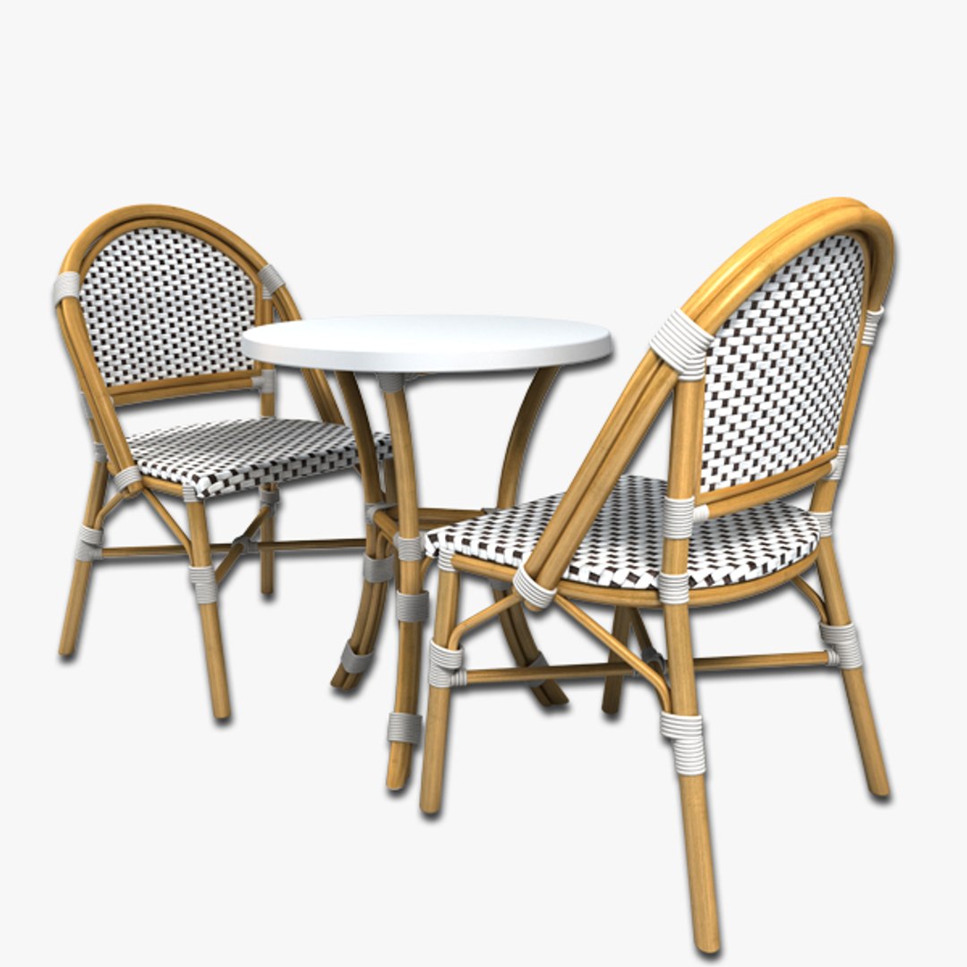 Wicker Cafe Table Chairs 3d Model