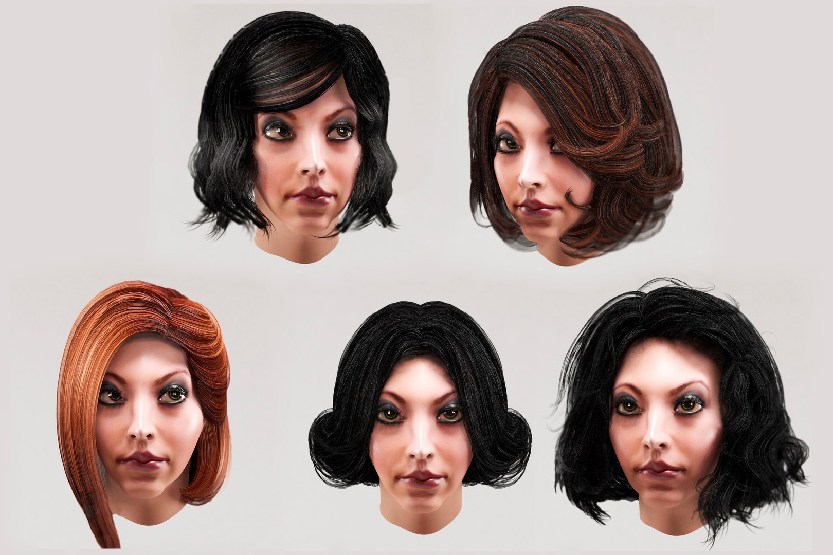 3D Female Hairstyles Hair Bob Model - TurboSquid 1380147