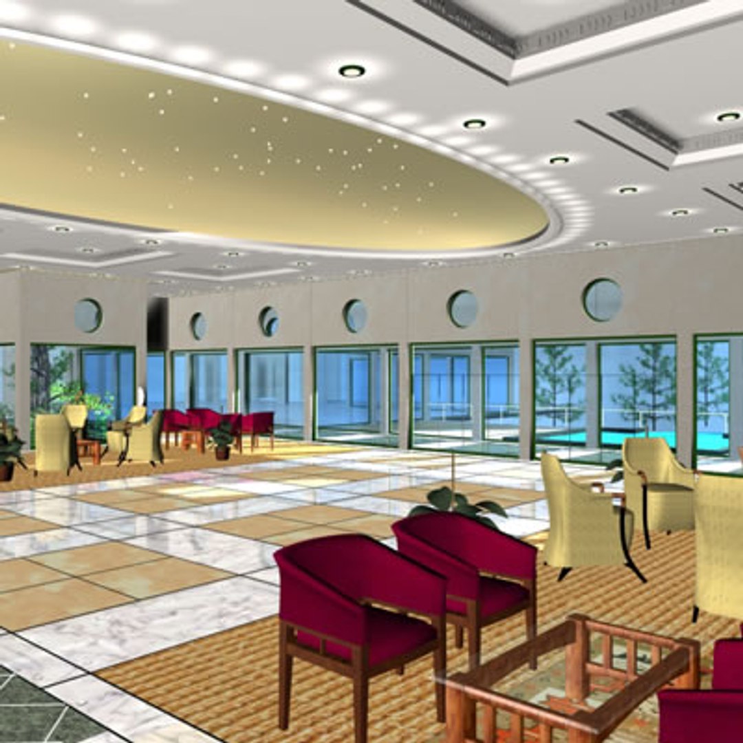Hotel Ballroom Lobby 3d Model