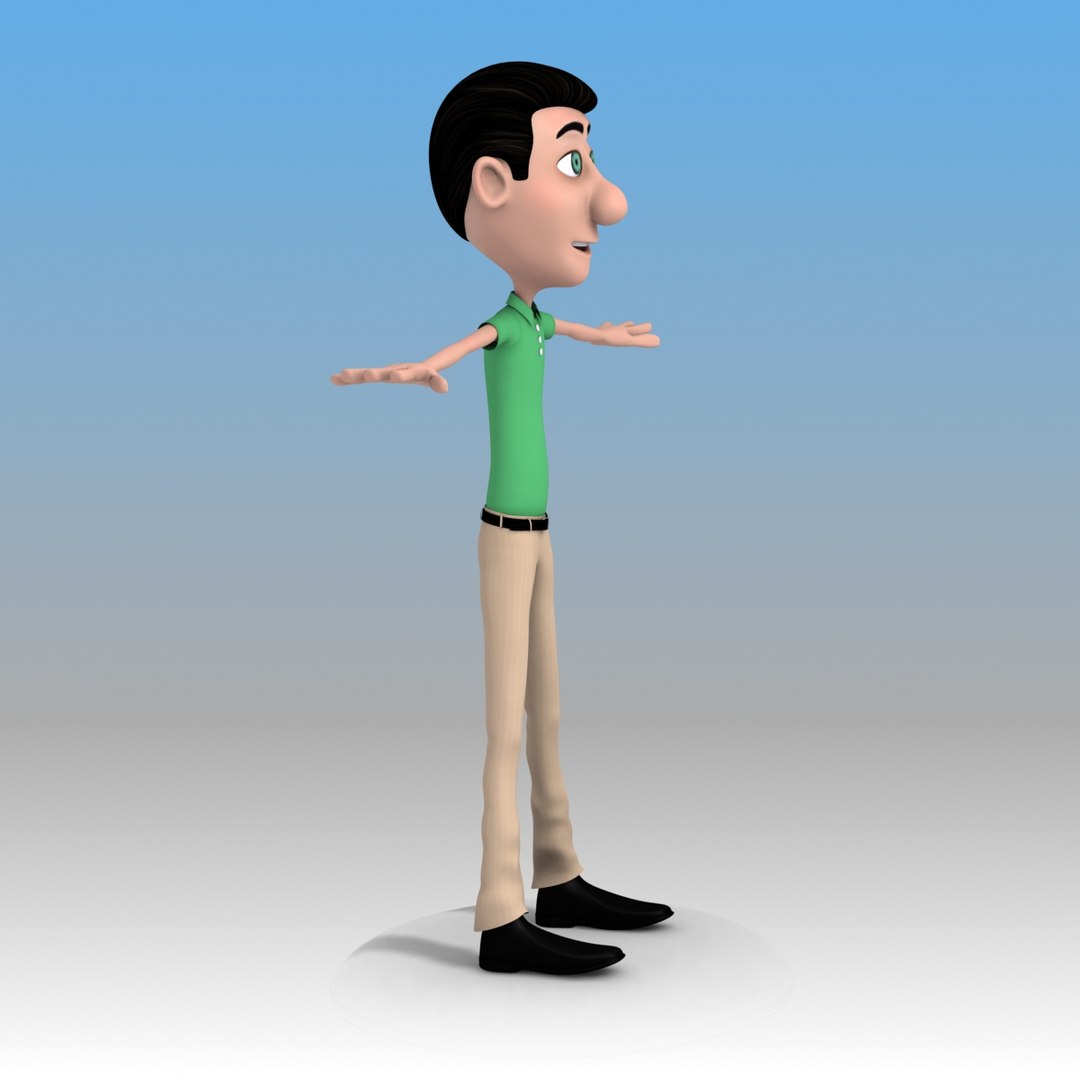 animation cartoon man green 3d max