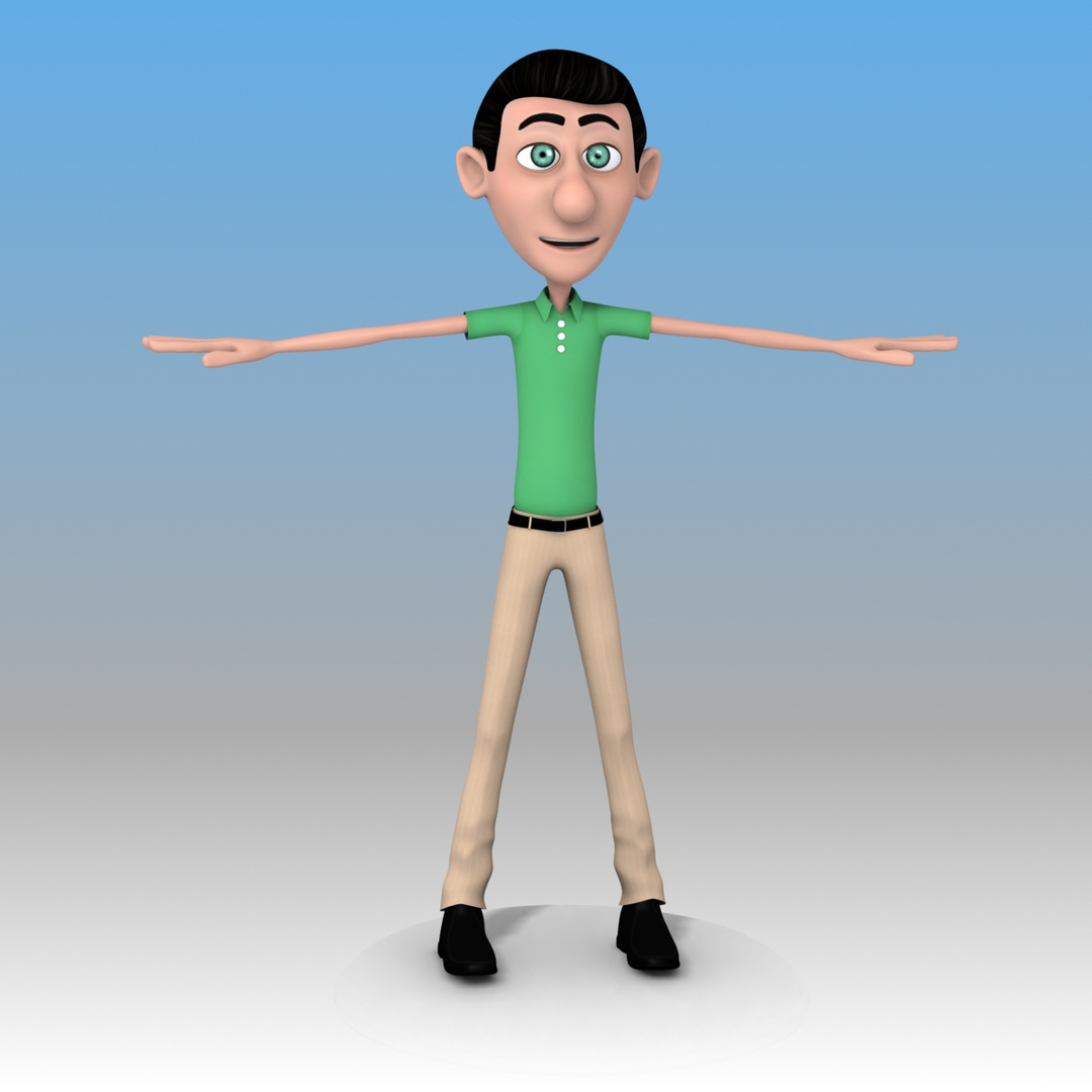 animation cartoon man green 3d max