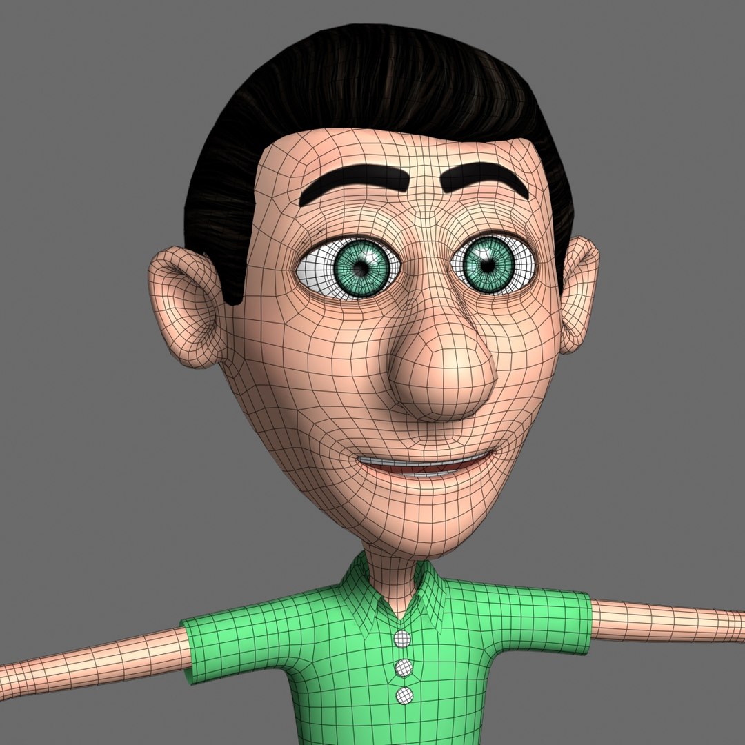 animation cartoon man green 3d max