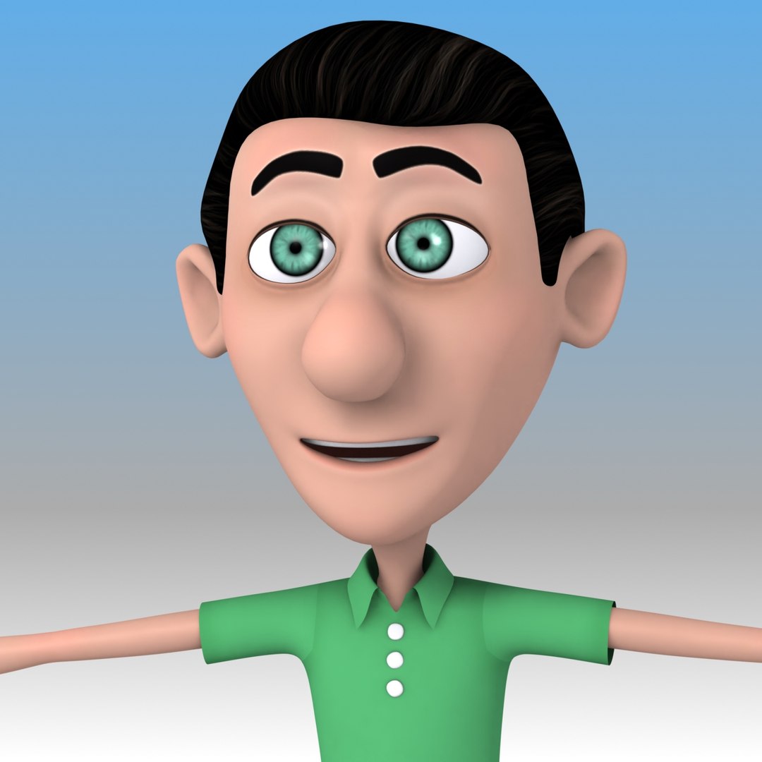 animation cartoon man green 3d max