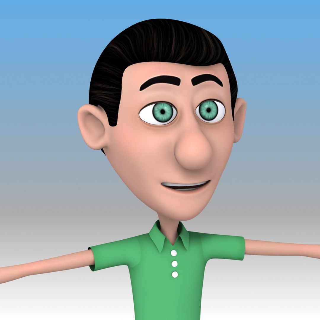 animation cartoon man green 3d max