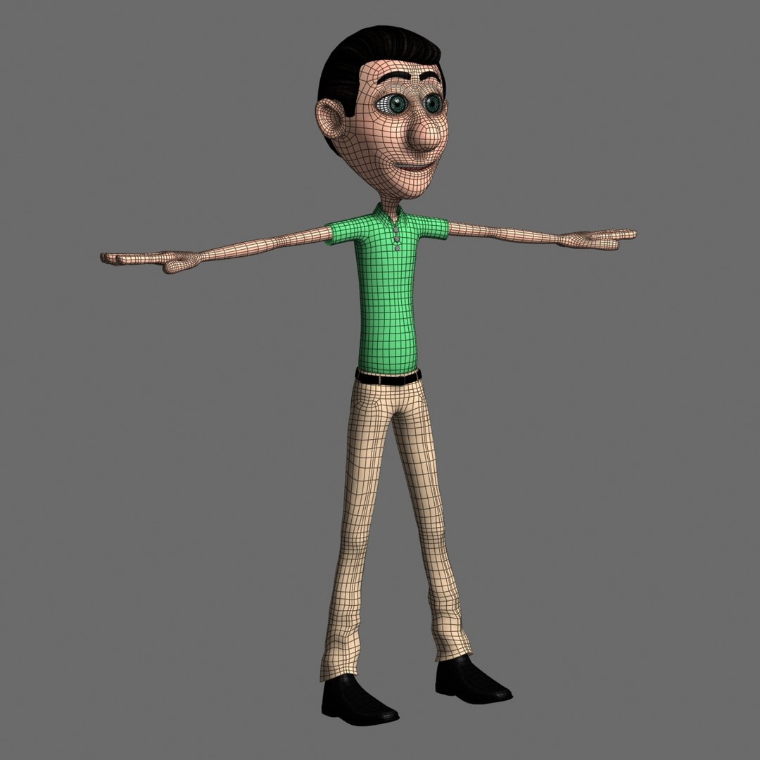 animation cartoon man green 3d max