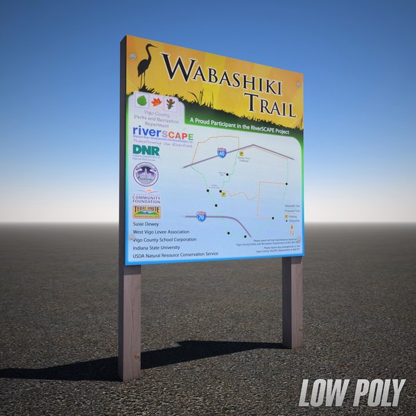 modelo 3d Signo de Low Poly Park Trail - TurboSquid 1009361