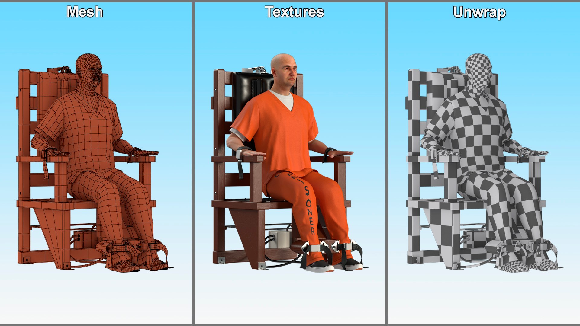 3D Inmate On Electric Chair Model - TurboSquid 2374912