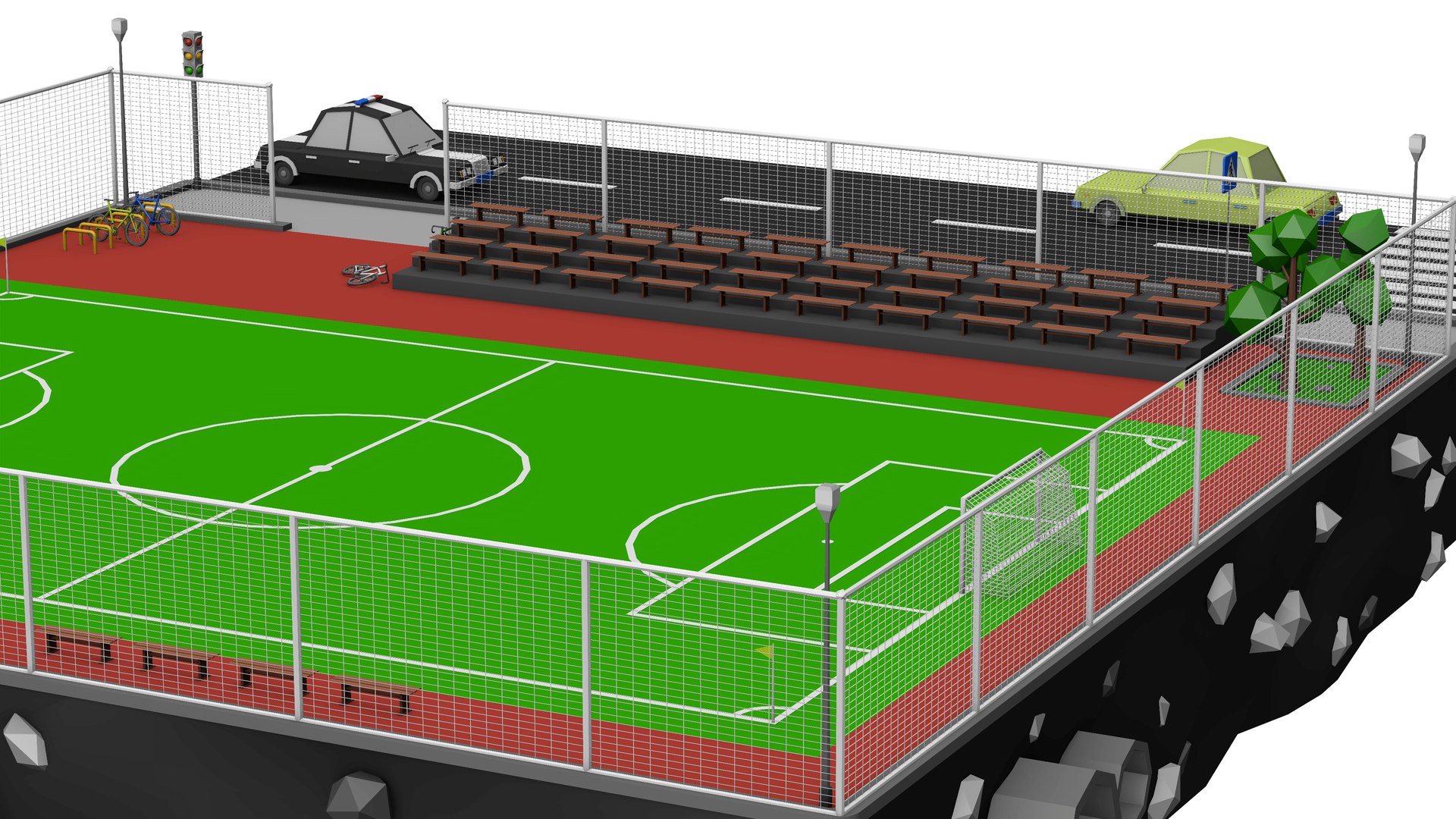 Football Soccer Field Low Poly 3d Model Model - TurboSquid 1882496