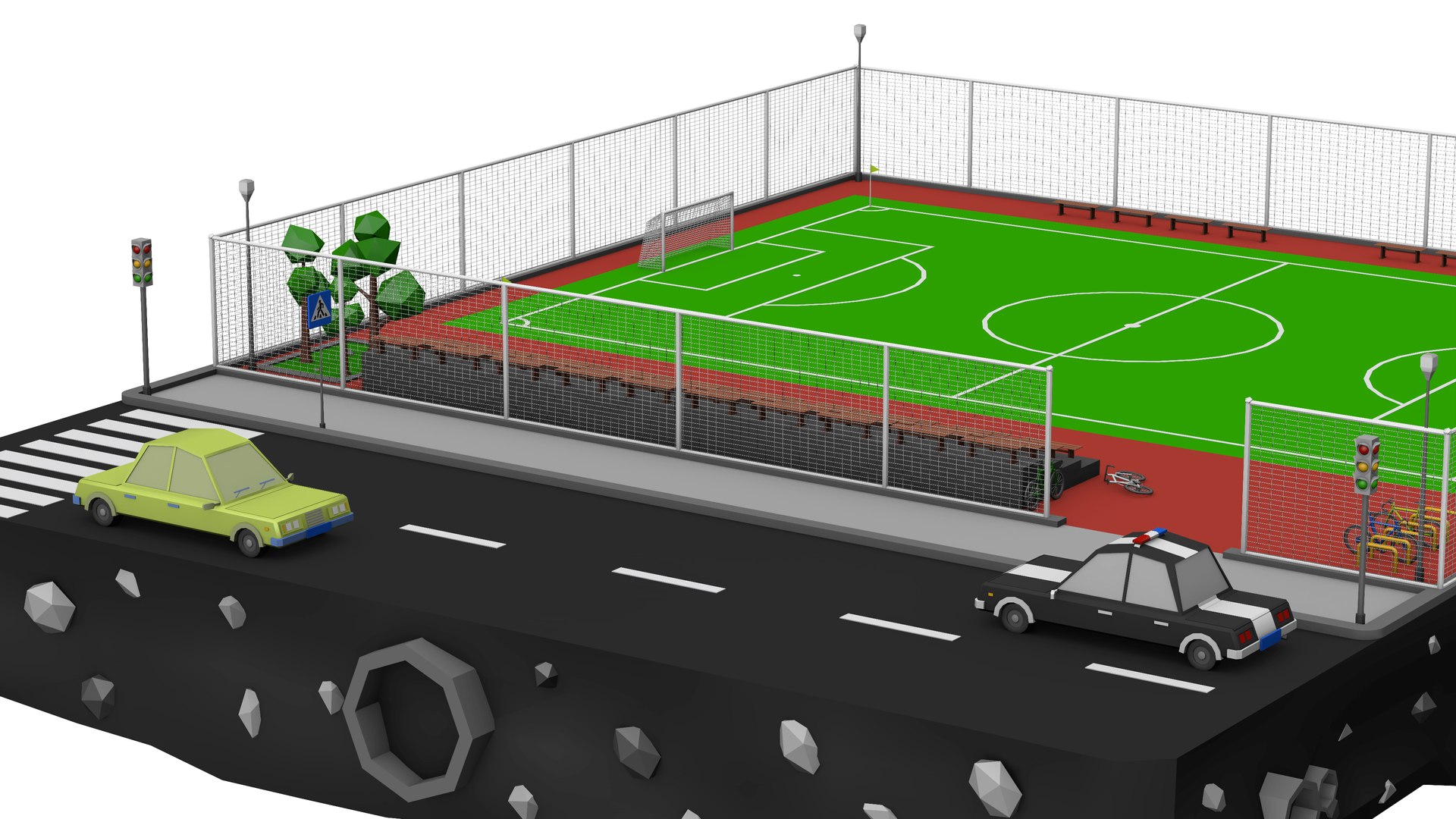 Football Soccer Field Low Poly 3d Model Model - TurboSquid 1882496