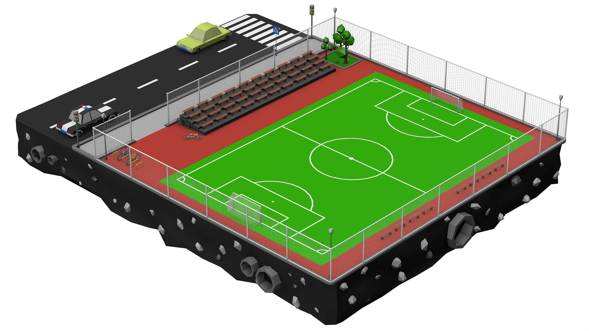 Football Soccer Field Low Poly 3d Model Model - TurboSquid 1882496