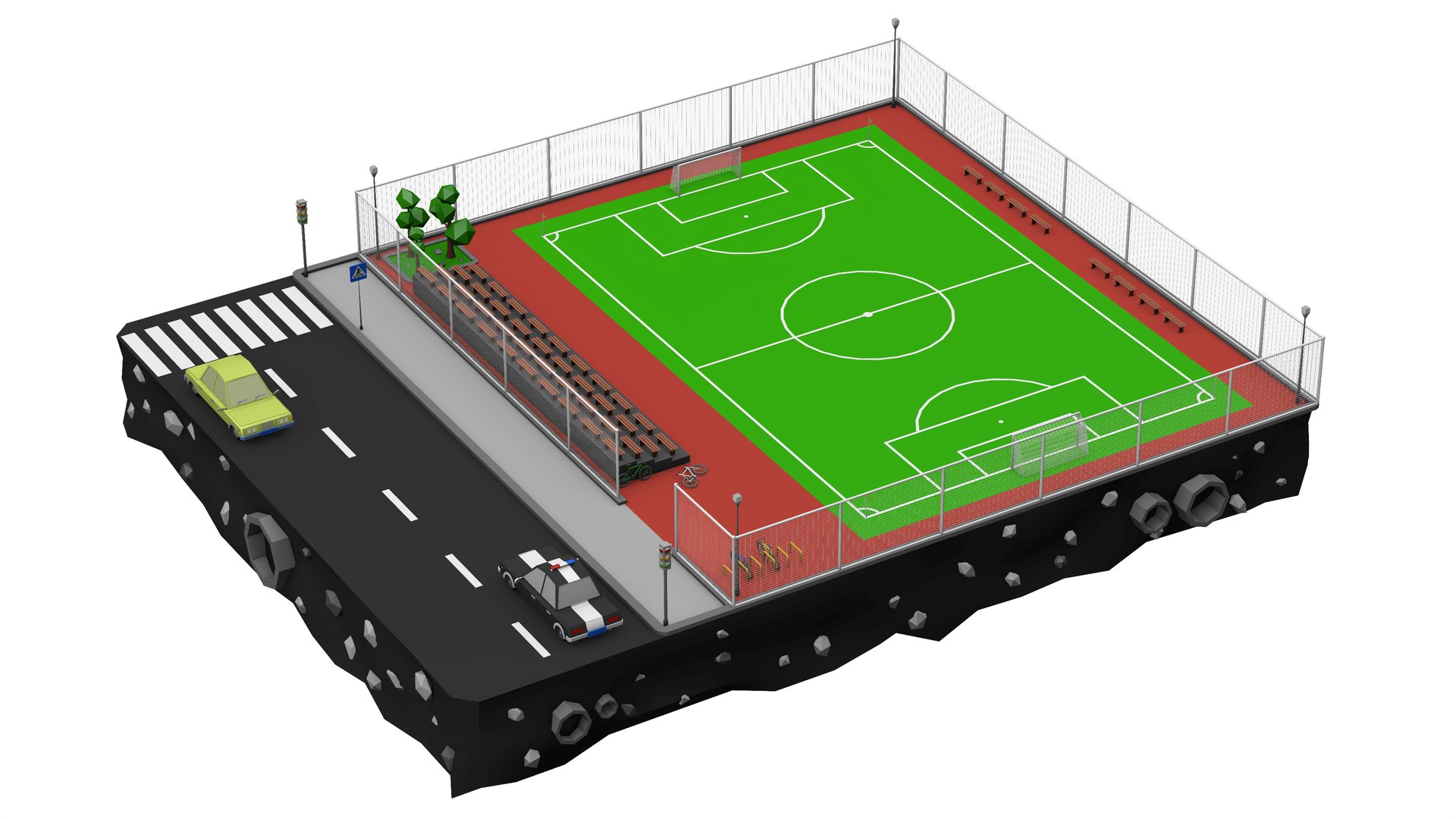 Football Soccer Field Low Poly 3d Model Model - TurboSquid 1882496