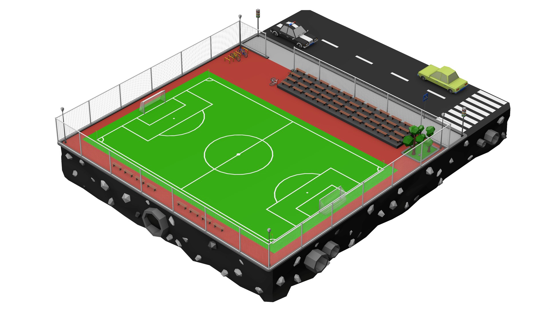 Football Soccer Field Low Poly 3d Model Model - TurboSquid 1882496