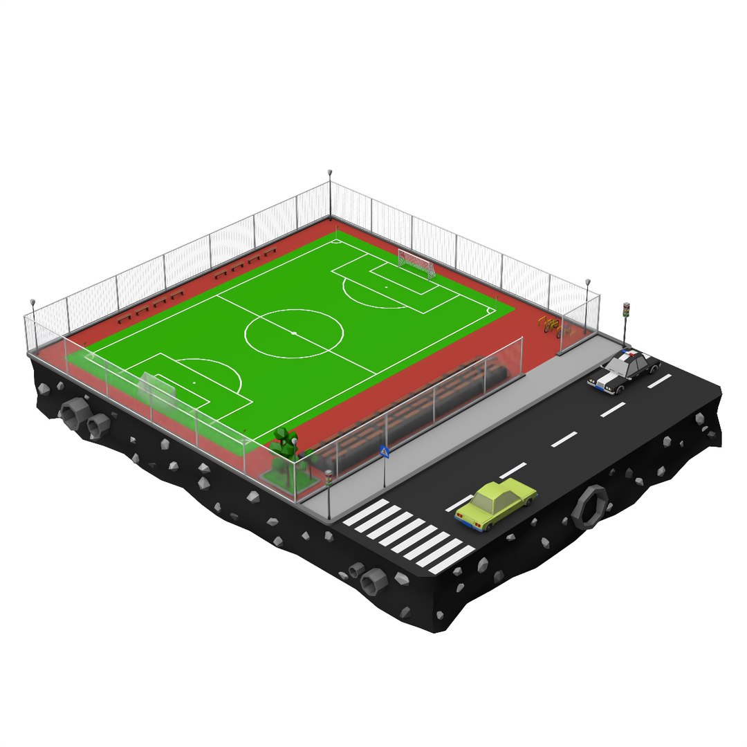 Football Soccer Field Low Poly 3d Model Model - TurboSquid 1882496