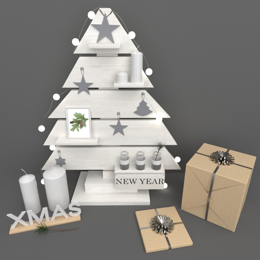 3D set christmas tree model - TurboSquid 1655715