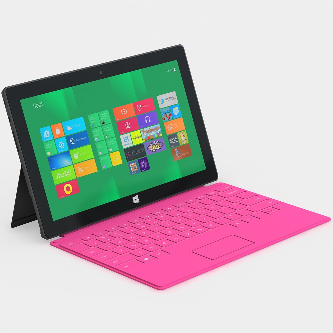 3d model pink microsoft surface tablet