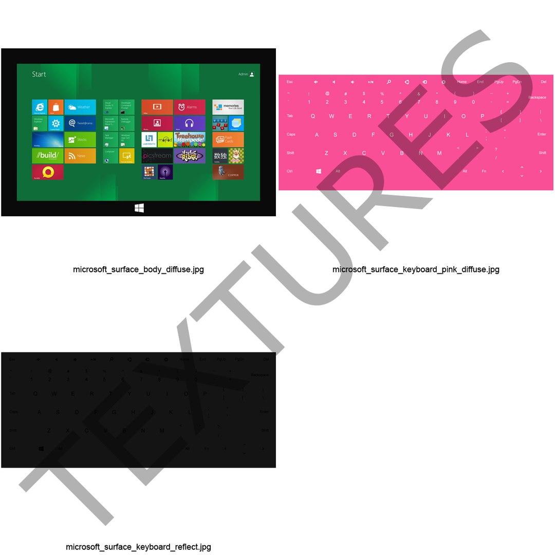 3d model pink microsoft surface tablet