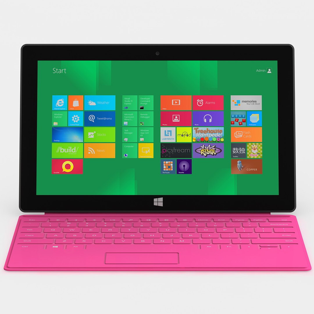 3d model pink microsoft surface tablet