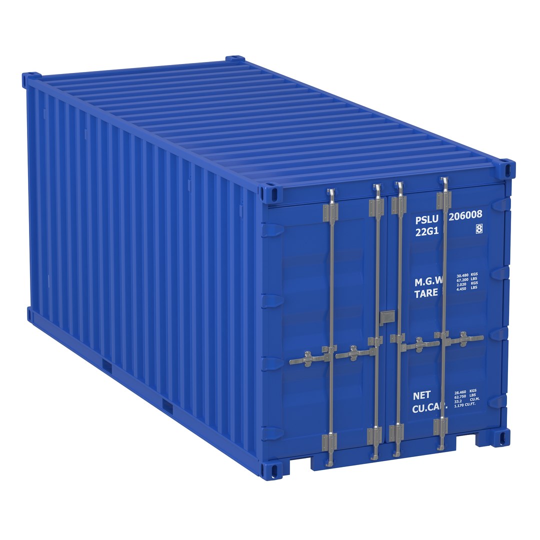20 Ft Container Blue 3D - TurboSquid 2100193