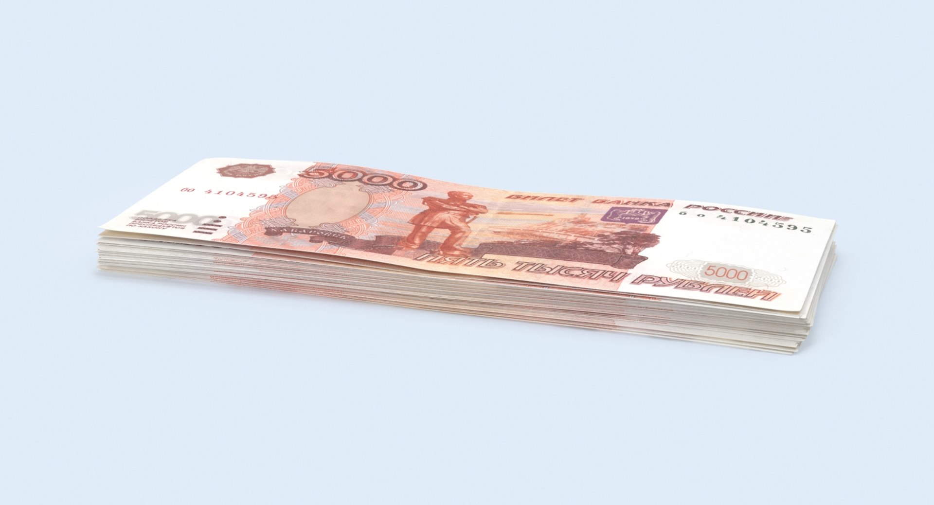 3d 5000 Ruble Note Stack
