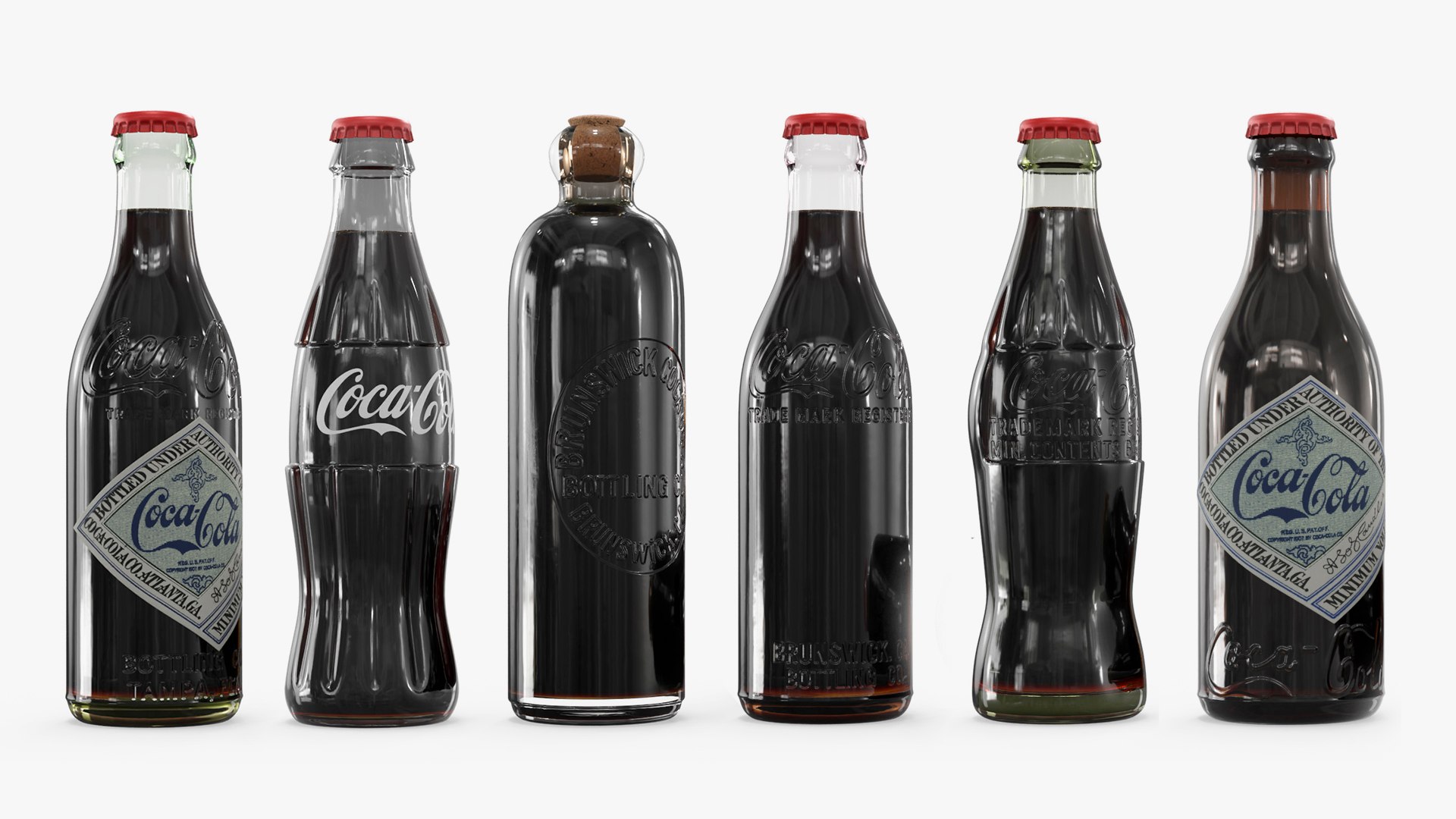 Vintage Coca Cola Bottles Collection 3 3D Model - TurboSquid 2509434