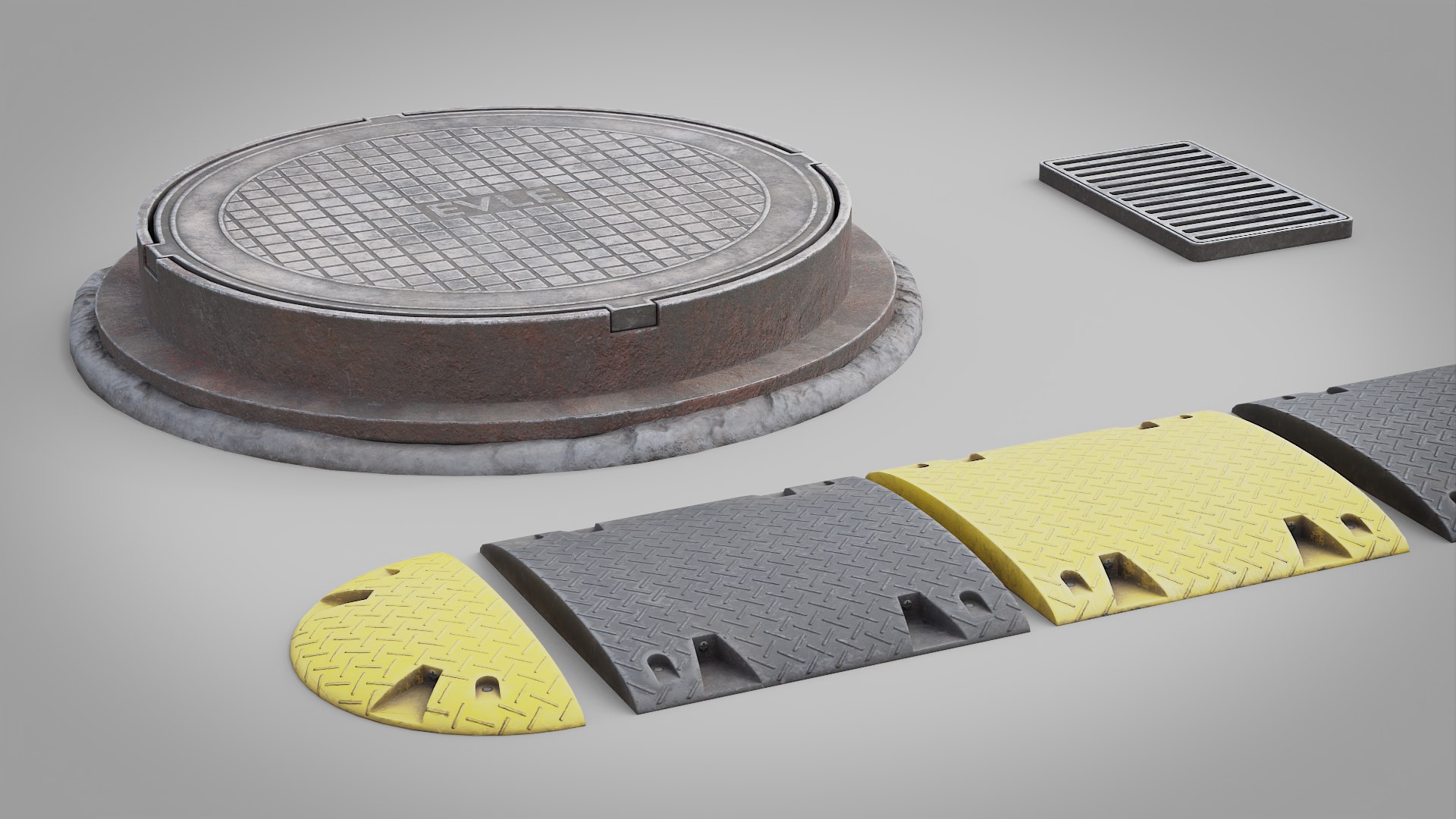 Road Props Pack Realtime 3D Model - TurboSquid 2340944