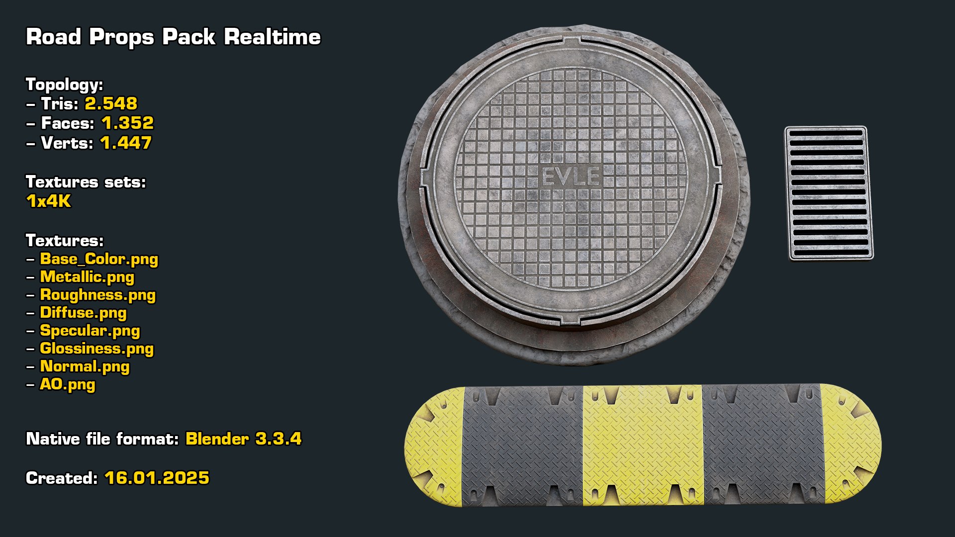 Road Props Pack Realtime 3D Model - TurboSquid 2340944