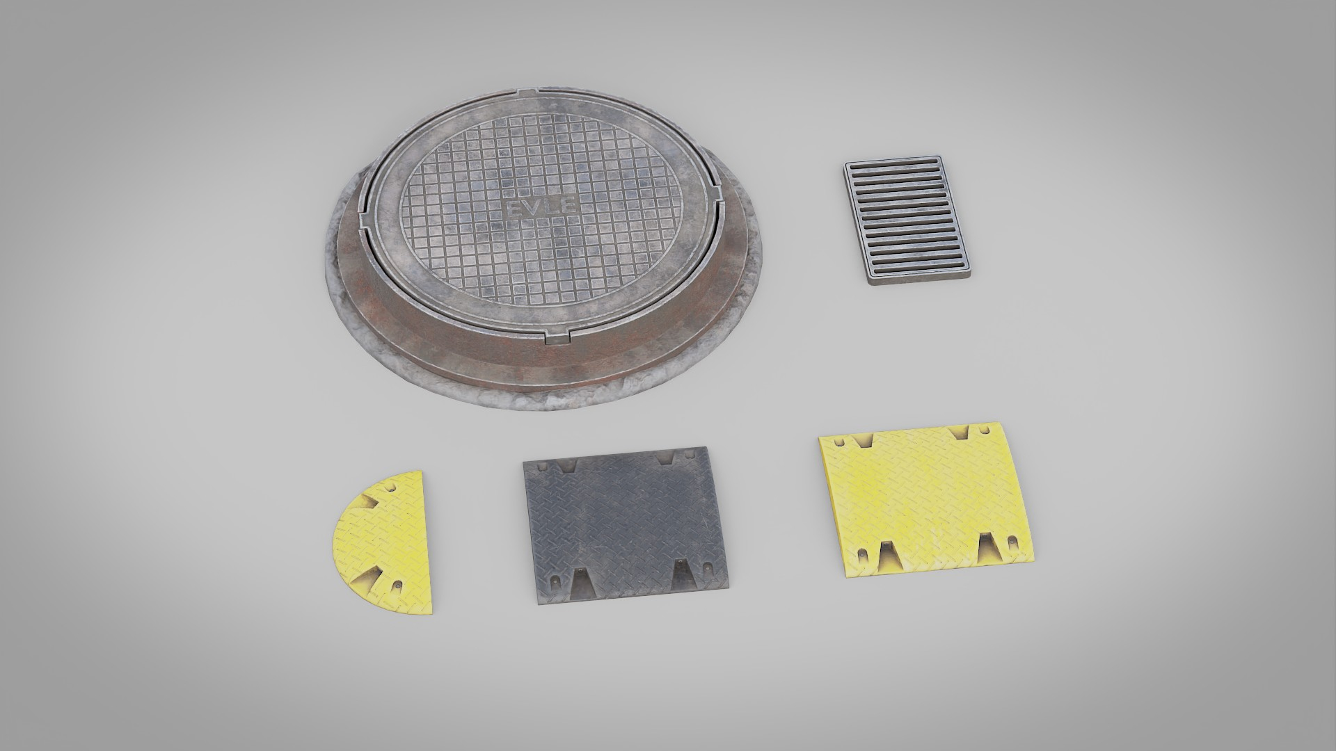 Road Props Pack Realtime 3D Model - TurboSquid 2340944