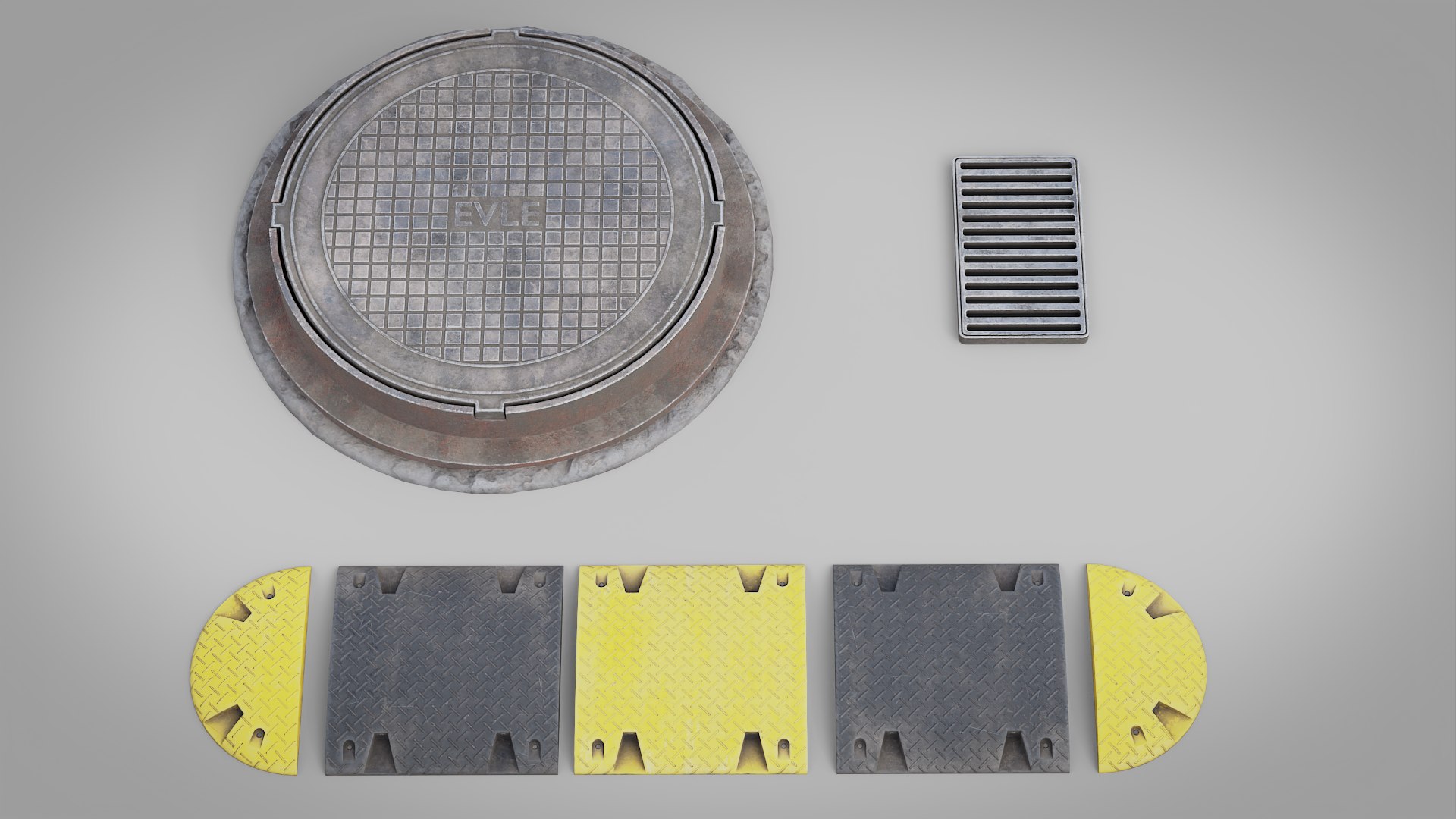 Road Props Pack Realtime 3D Model - TurboSquid 2340944