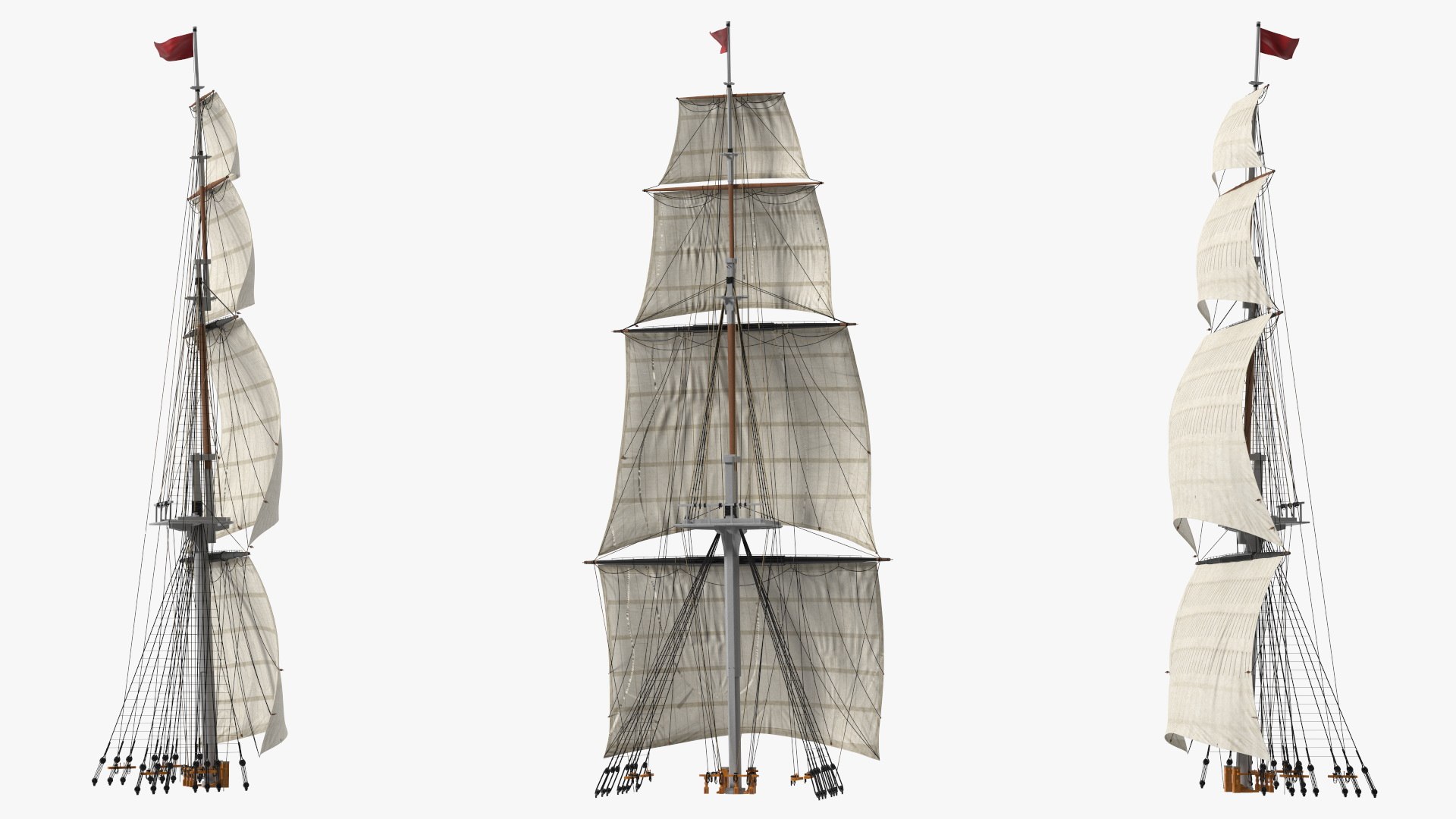 3D Foremast Raised Sails model - TurboSquid 1846126