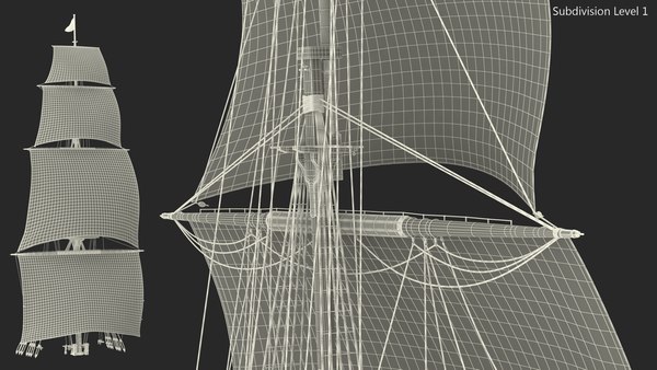 3D Foremast Raised Sails model - TurboSquid 1846126