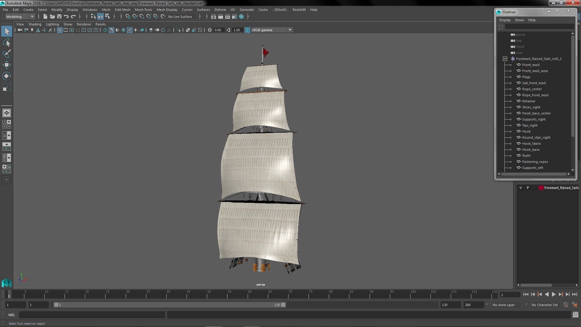 3D Foremast Raised Sails Model - TurboSquid 1846126