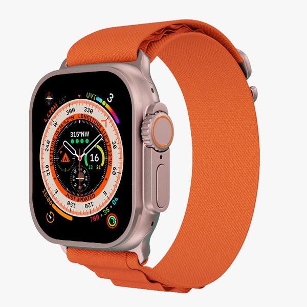 modelo 3d Caja Apple Watch Ultra Titanium con correa alpina naranja ...
