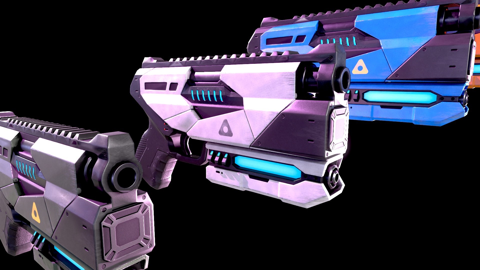 Low Poly Cyberpunk Sci-Fi Pistol Low-poly 3D Model 3D Model ...