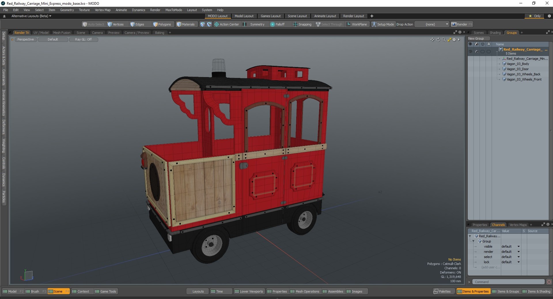 Red Railway Carriage Mini Express 3D model - TurboSquid 2056151
