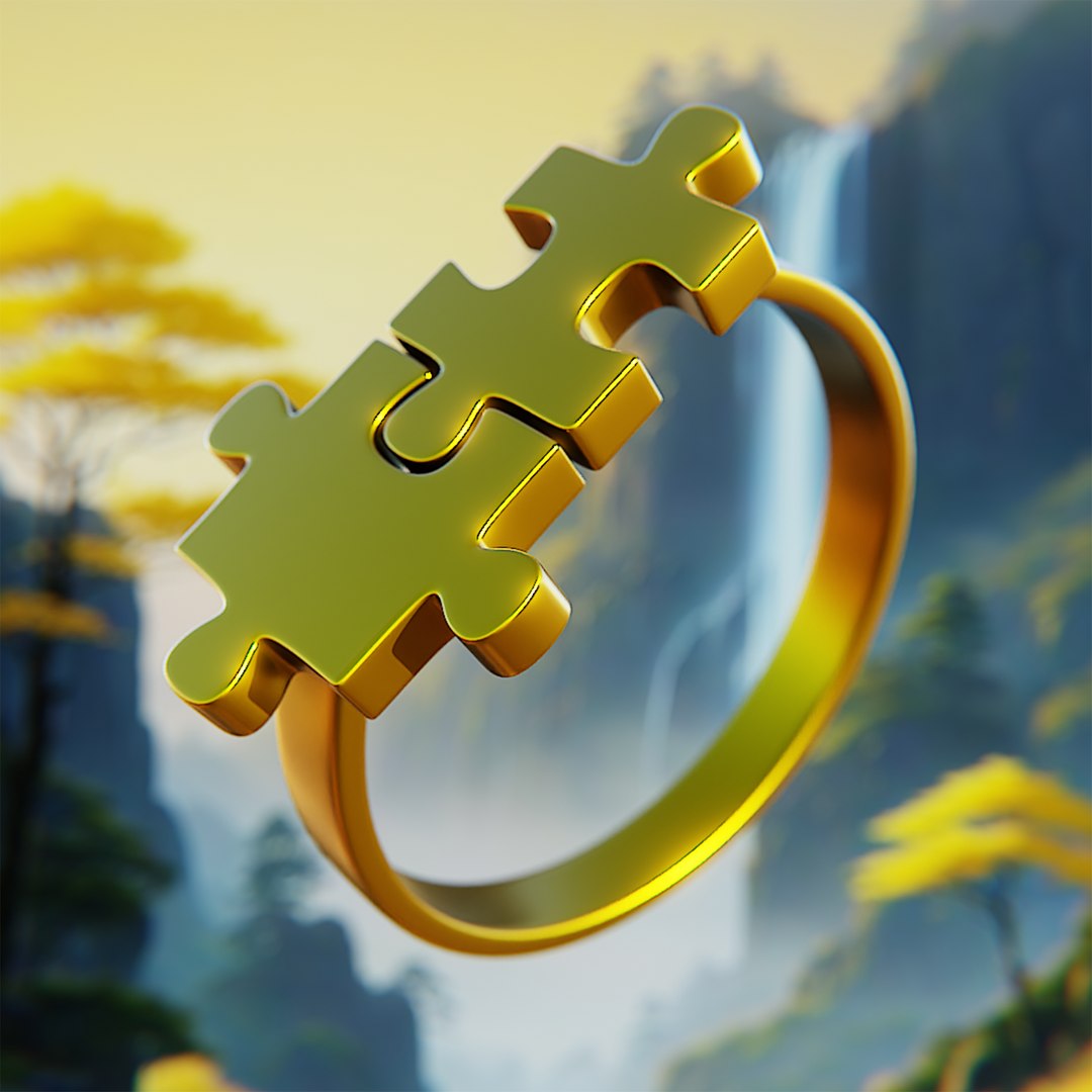 3D Golden Puzzle Ring - Timeless Unity 73 - TurboSquid 2410343