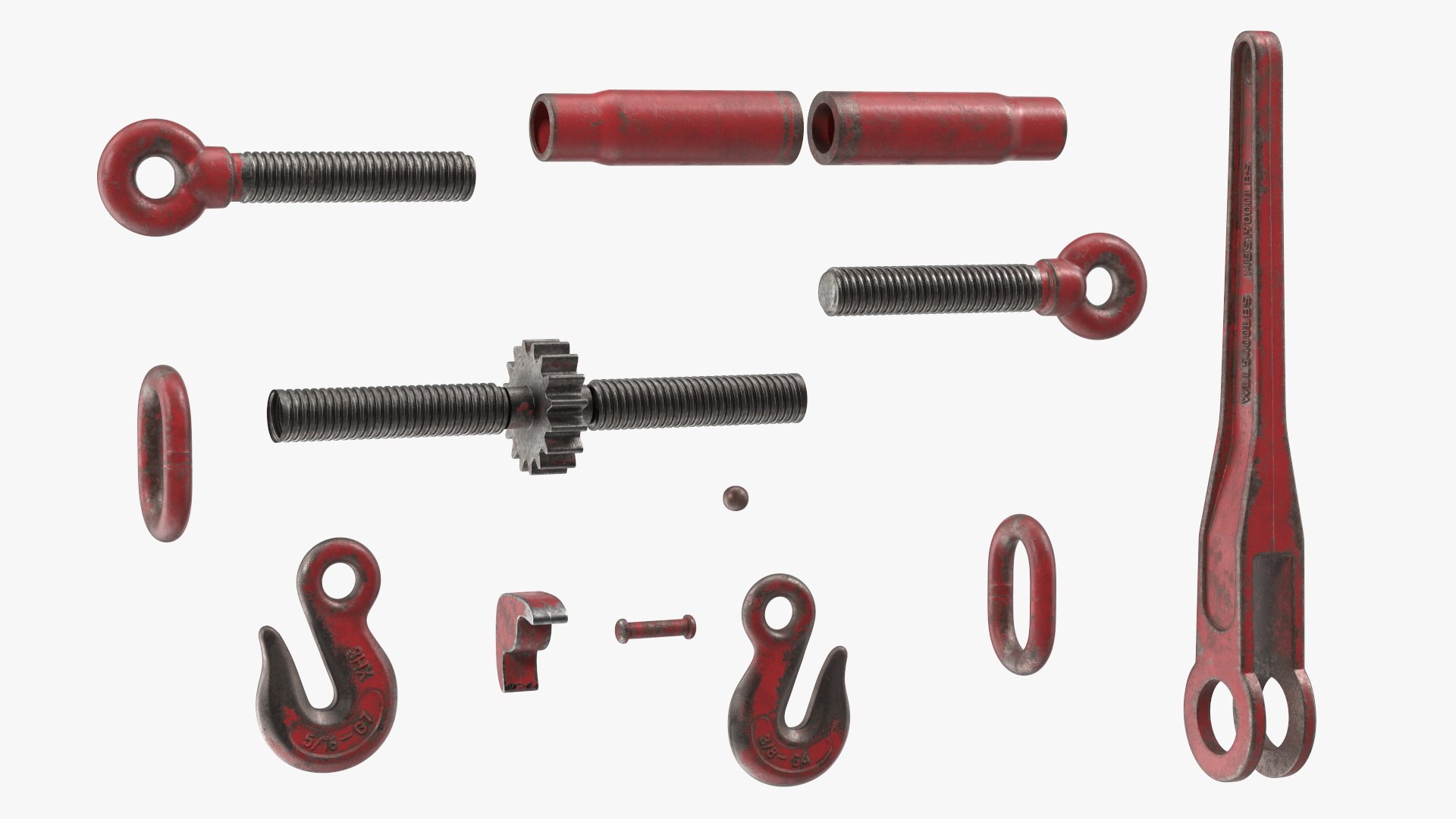 Worn Ratchet Coupling Device Red Model - TurboSquid 2268629