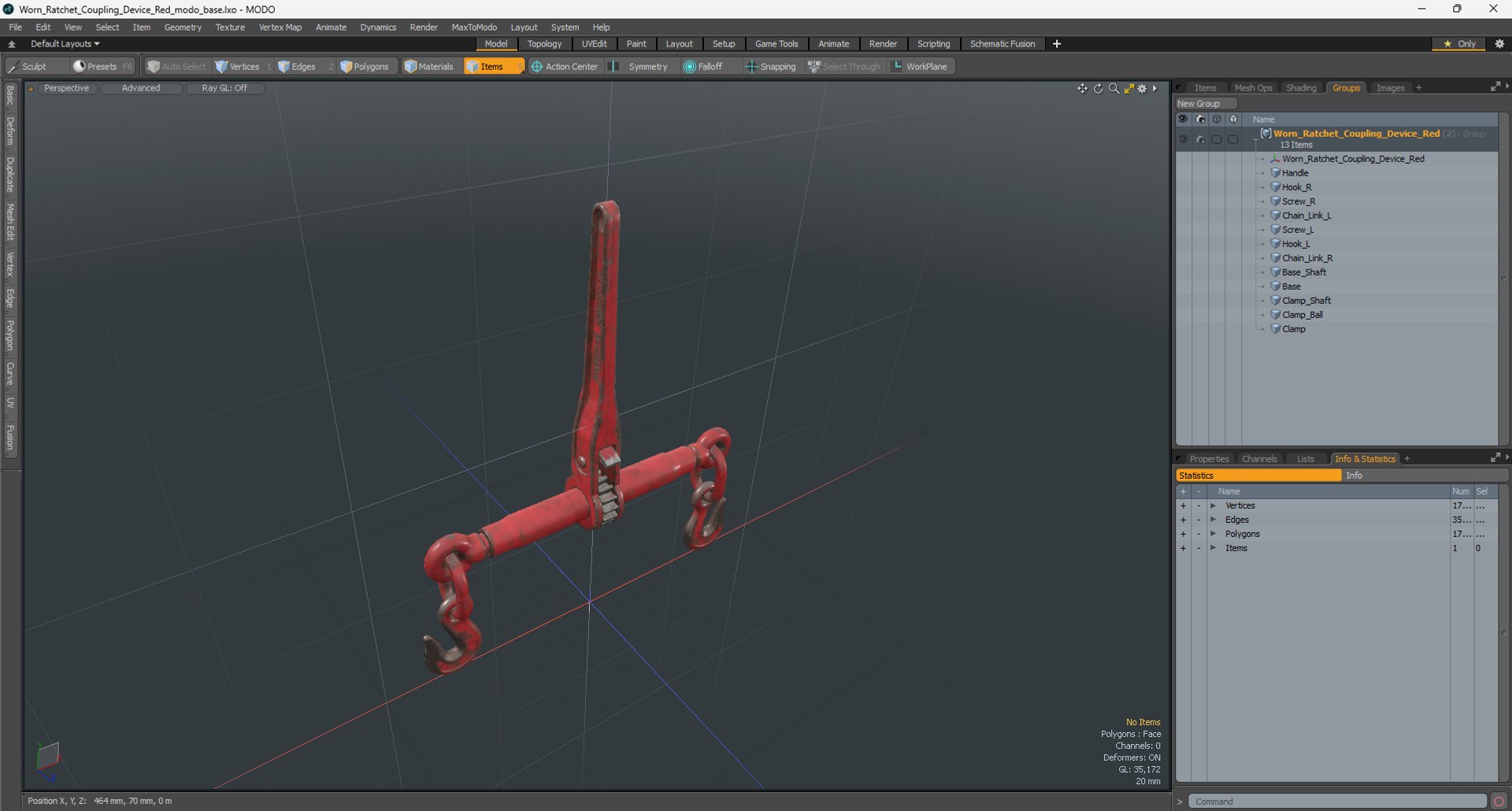 Worn Ratchet Coupling Device Red Model - TurboSquid 2268629