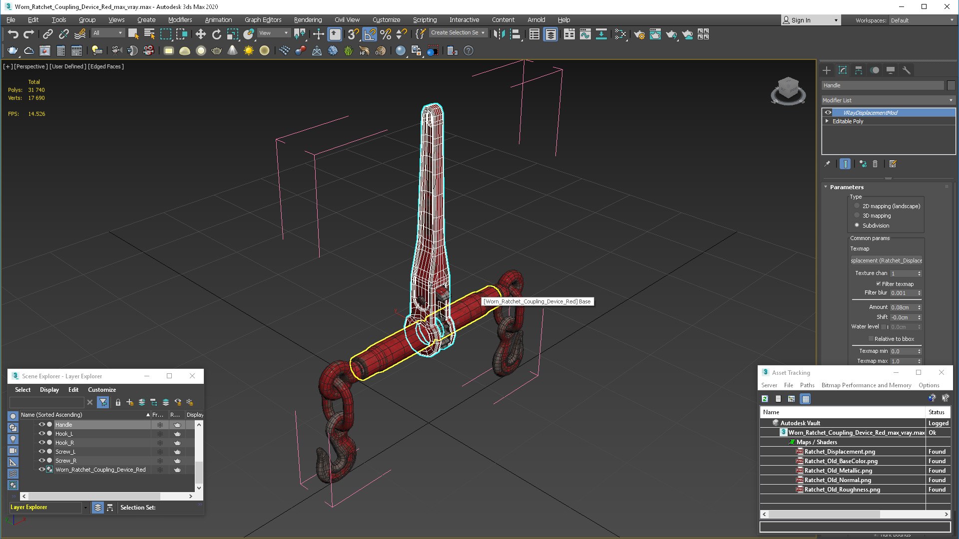 Worn Ratchet Coupling Device Red Model - TurboSquid 2268629