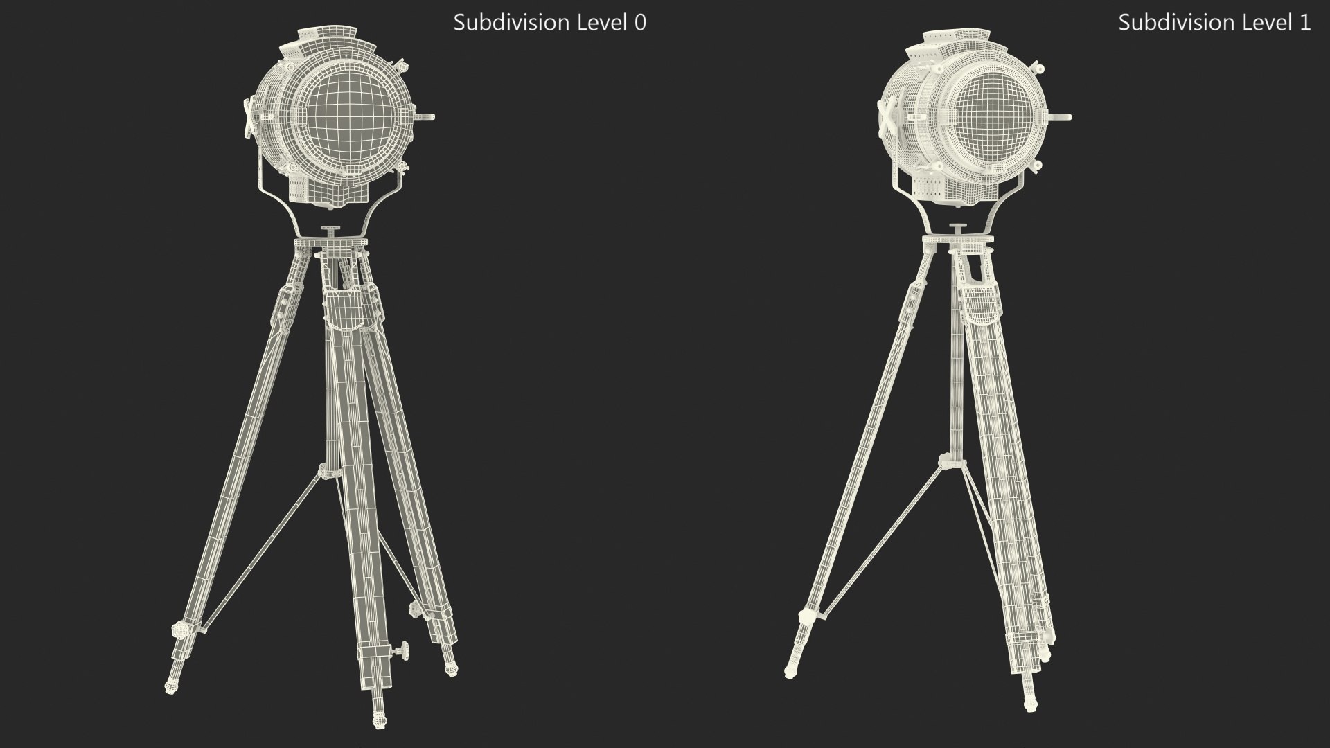 Retro Searchlight Lamp Wooden Tripod Rigged For Modo 3D Model ...