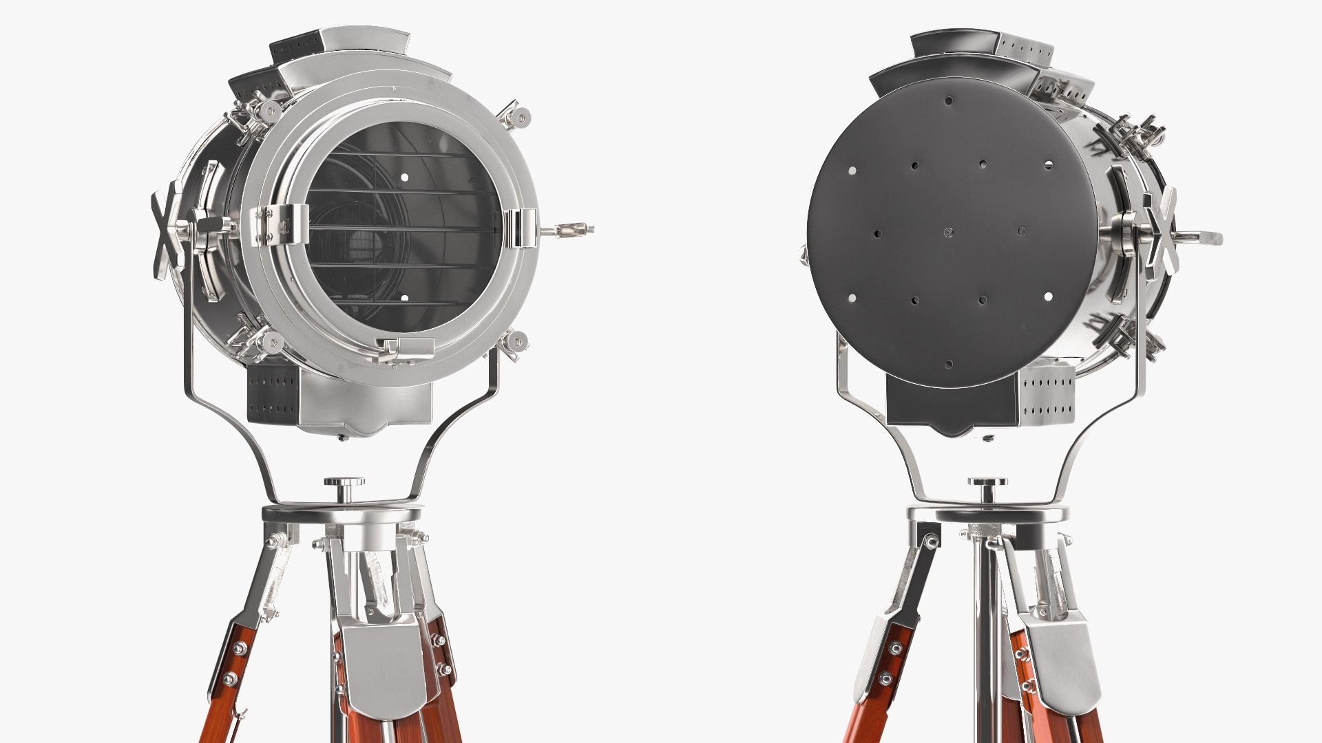 Retro Searchlight Lamp Wooden Tripod Rigged For Modo 3D Model ...