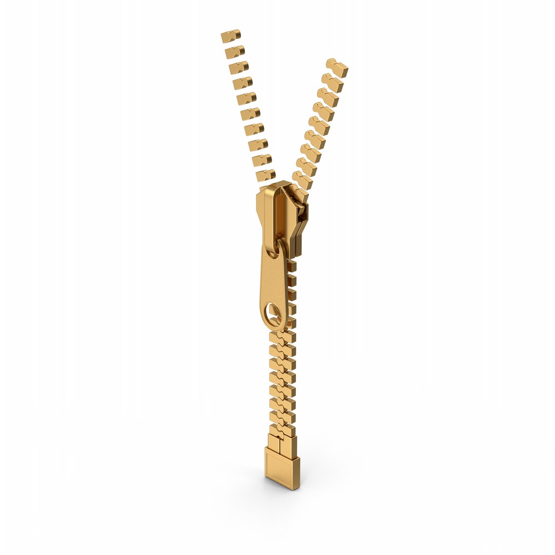 3D Gold Zipper And Slider Model - TurboSquid 2258086